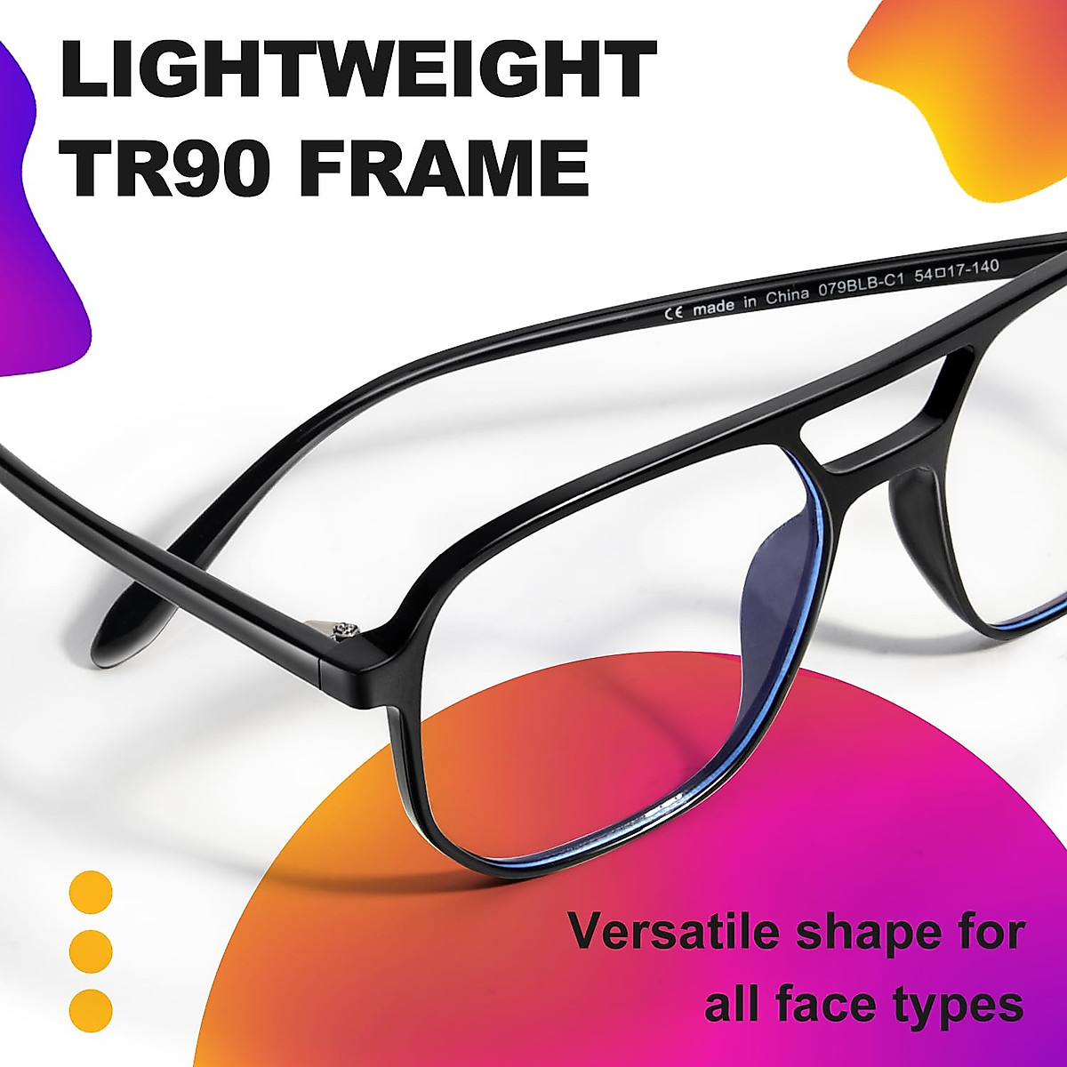 VISOONE Aviator Blue Light Blocking Glasses Oversized Square Lightweight Pilot Nerd Eyewear for Women Men MARION