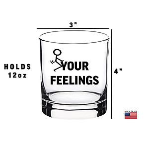 Rogue River Tactical Funny Screw Your Feelings Old Fashioned Whiskey Glass Drinking Cup Gift For Him Men Dad Grandpa