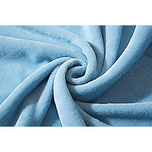 Flannel Fleece Throw Blanket for Couch Bed or Sofa Lightweight Super Soft for All Season (Sky Blue,50x60inch)