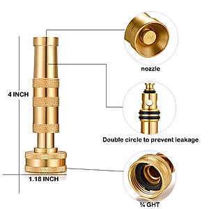 YELUN Brass Hose Nozzles, Heavy-Duty Brass Adjustable Twist Hose Nozzle, 2 Pack