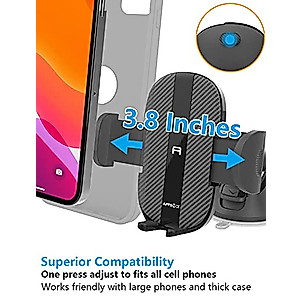 APPS2Car Adjustable Windshield Phone Mount for Car [Quick Extension Long Arm] Suction Cup Cell Phone Holder Compatible with All Smartphones - Easy Clamp Hands-Free Universal