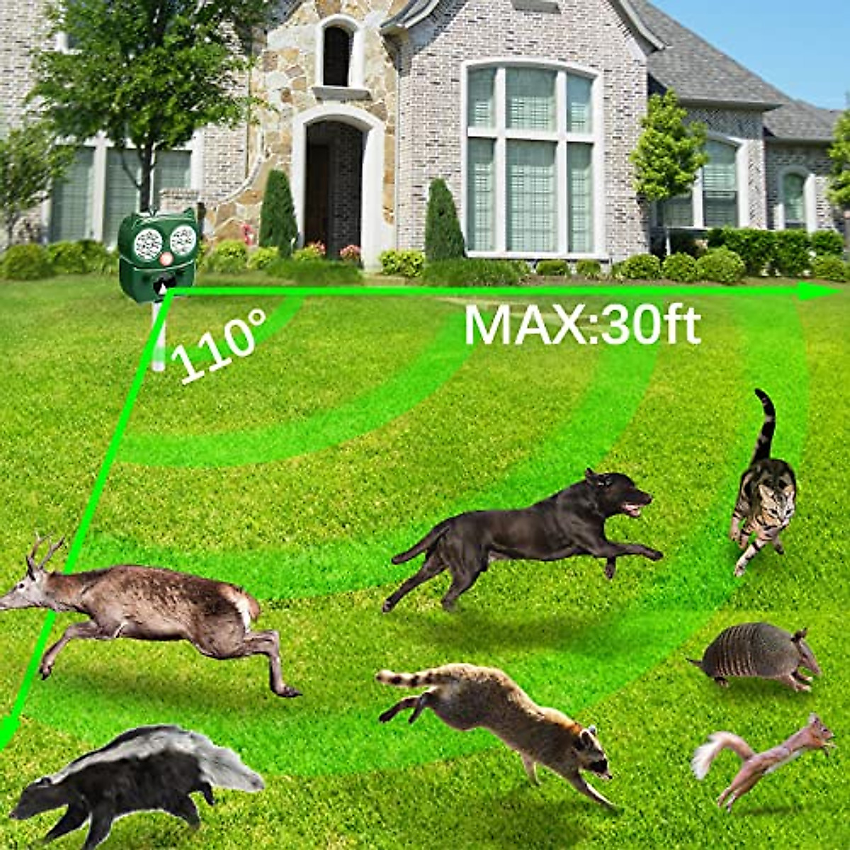 Repelpro Solar Powered Ultrasonic Animal & Bird Repeller, Green