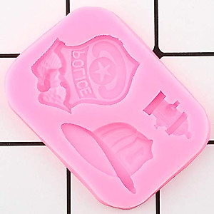 1pc Fireman Police Badge Hat Silicone Mold for DIY Gum Paste Crystal Handmad Soap Mould Candy Fondant Mold Ice Cube Pudding Jelly Shots Chocolate Cupcake Cake Topper Decoration Desserts