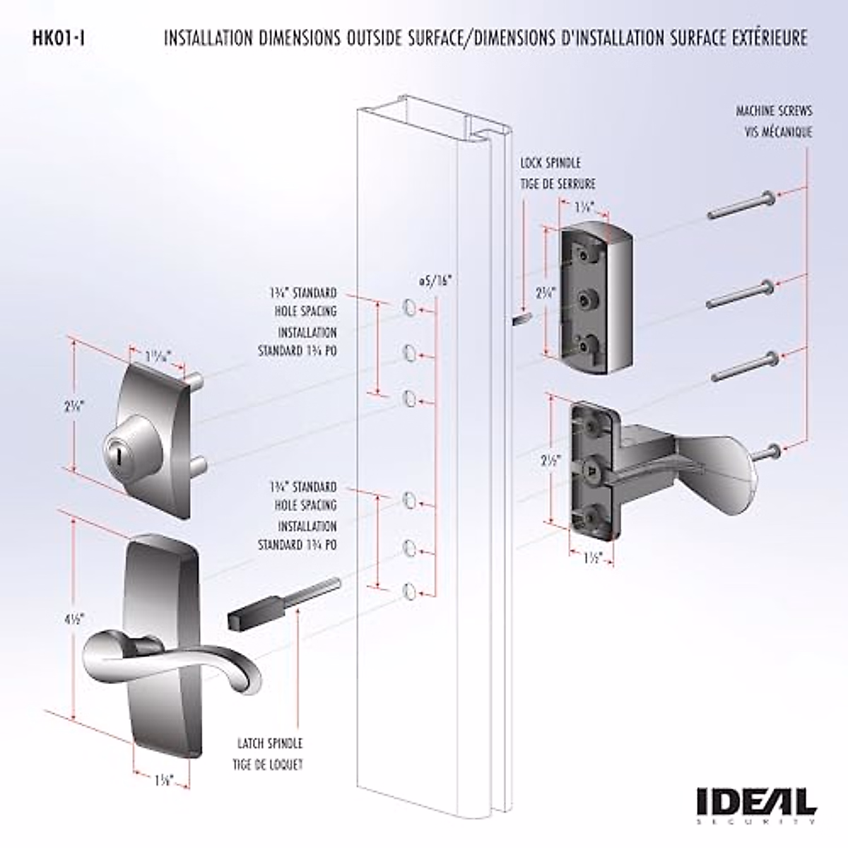 Ideal Security Handle Set with Latch and Keyed Deadbolt, Screen Door Handle, Storm Door Handle, Black