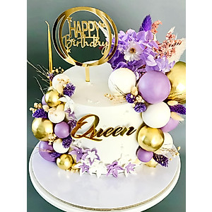 JeVenis Purple Cake Topper Boho Cake Decorations Cake Flowers Decorations Floral Cake Topper for Baby Shower Wedding Bridal Birthday Party Supplies