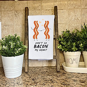 WCGXKO Funny Kitchen Towels Don't Go Bacon My Heart Cute Housewarming Gift Novelty Dish Towel for Bacon Lovers (Bacon My Heart)