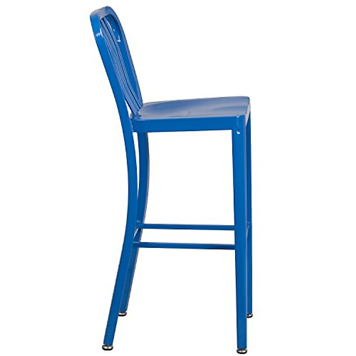 Flash Furniture Commercial Grade 30" High Blue Metal Indoor-Outdoor Barstool with Vertical Slat Back