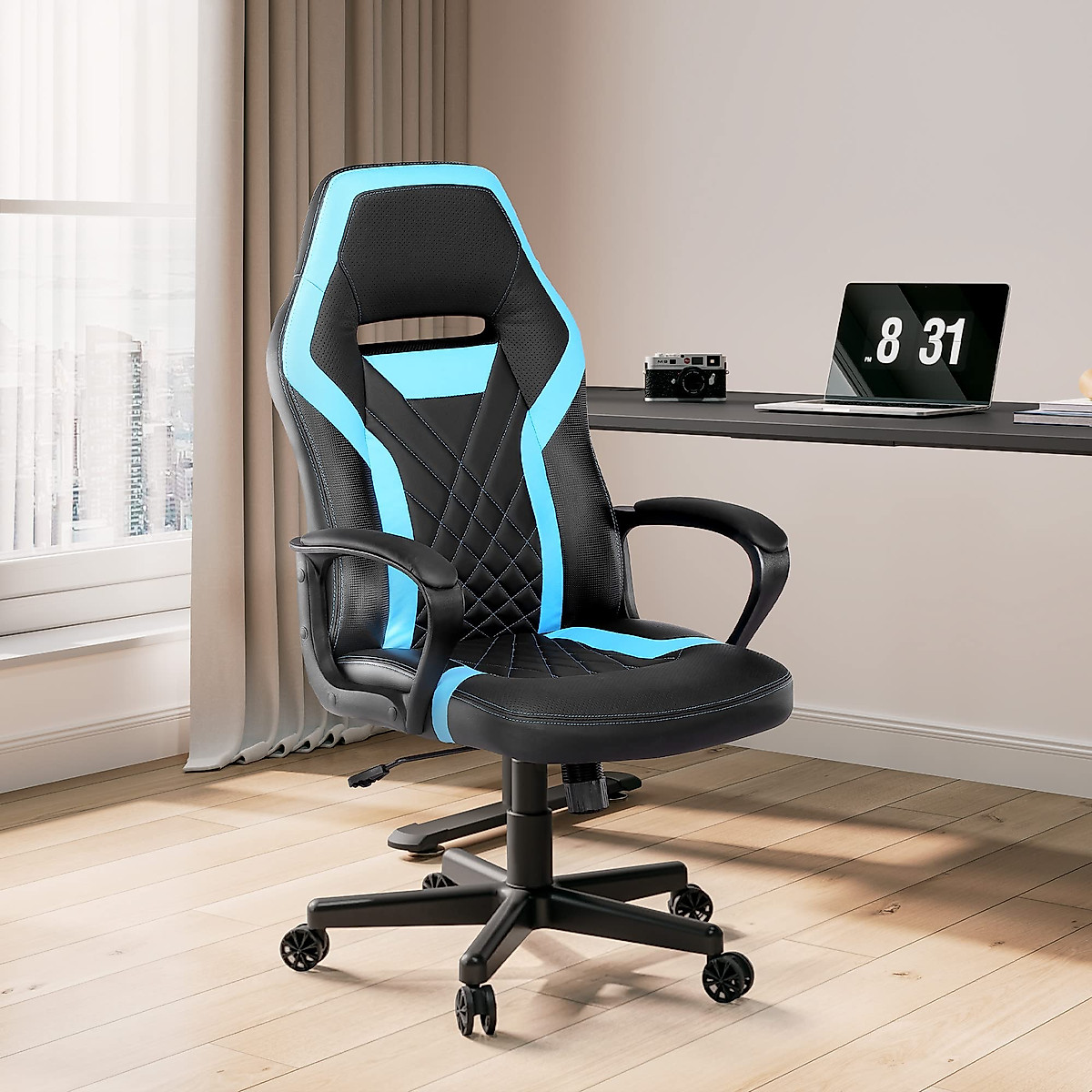 EUREKA ERGONOMIC Computer Gaming Chair, Game Chair Computer Desk Chair with Headrest,Lumbar Support Height Adjustable, E-Sports Sillas Gamer Chairs for Adults, Blue