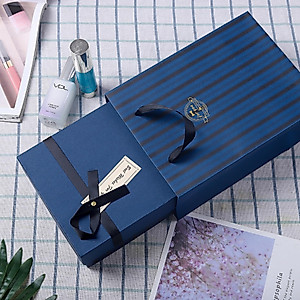 SHIPKEY Navy Blue 8x6x3 Groomsmen Proposal Box with Fill | Gift Boxes with Greeting Cards and Gift Bags