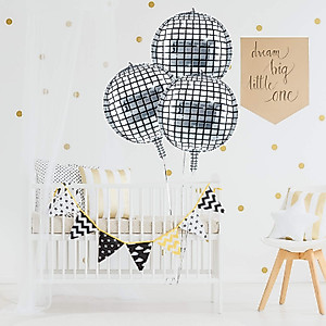 12 Pieces 22 Inch Large Silver Disco Ball Balloons Decorations Big 4D Sphere Disco Balloons for 70s 80s Disco Party Disco Ball Decor Bachelorette Bride Party Dancing Queen Party Decorations