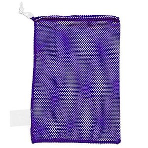 Champion Sports Mesh Sports Equipment Bag, Purple, 12x18 Inches - Multipurpose, Nylon Drawstring Bag with Lock and ID Tag for Balls, Beach, Laundry