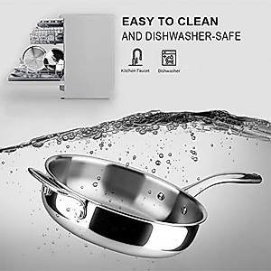 Duxtop Whole-Clad Tri-Ply Stainless Steel Saute Pan with Lid, 3 Quart, Kitchen Induction Cookware