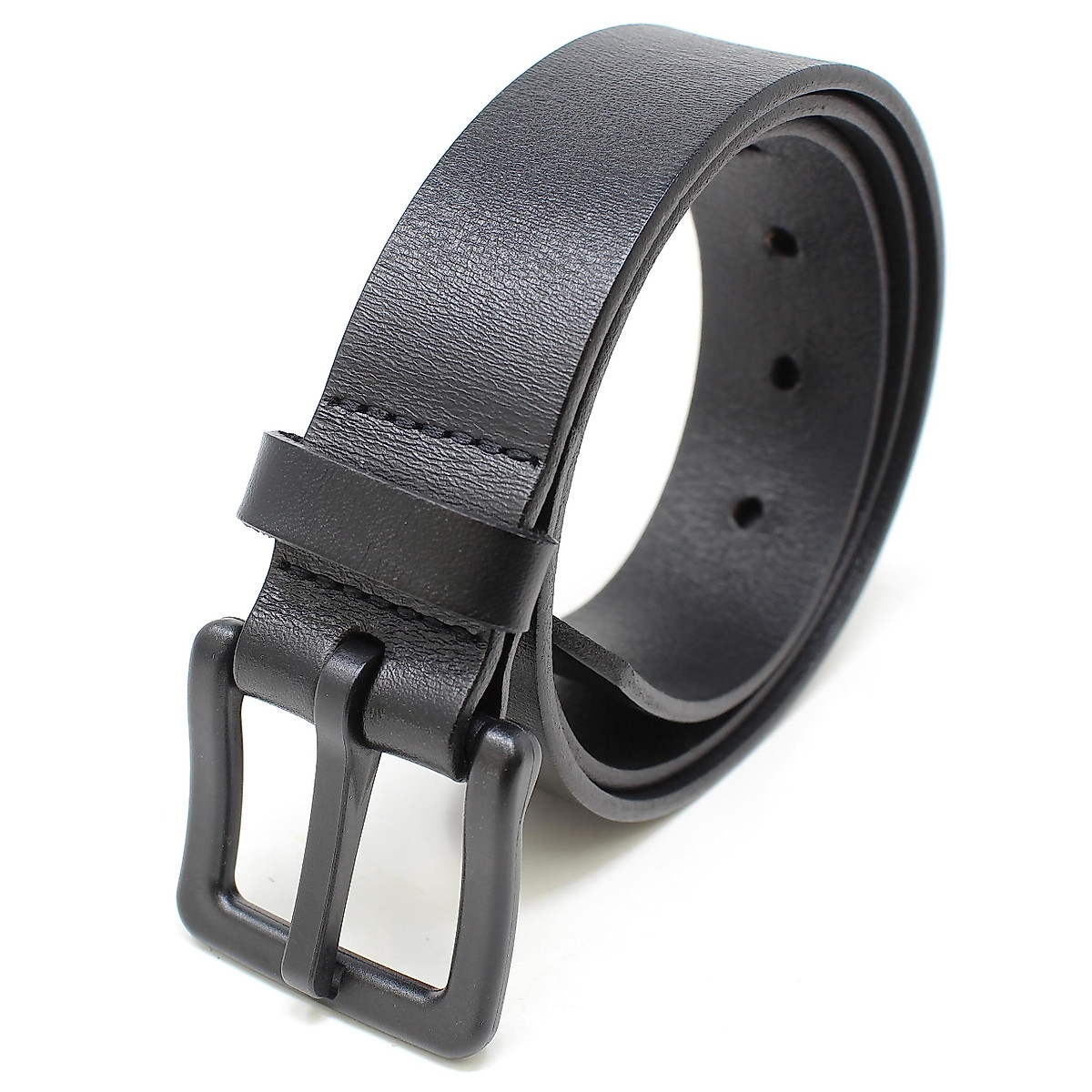 BC Belts Metal Free Full Grain Leather Belt - Hypoallergenic No Nickel and TSA Approved (Black-XL)