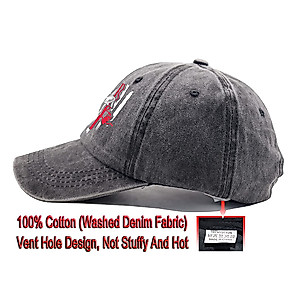 Fish American Flag Hat, Adjustable Washed Fishing Rod Us Flag Baseball Cap for Fisherman Men Women (Fish American Flag Black, one Size)