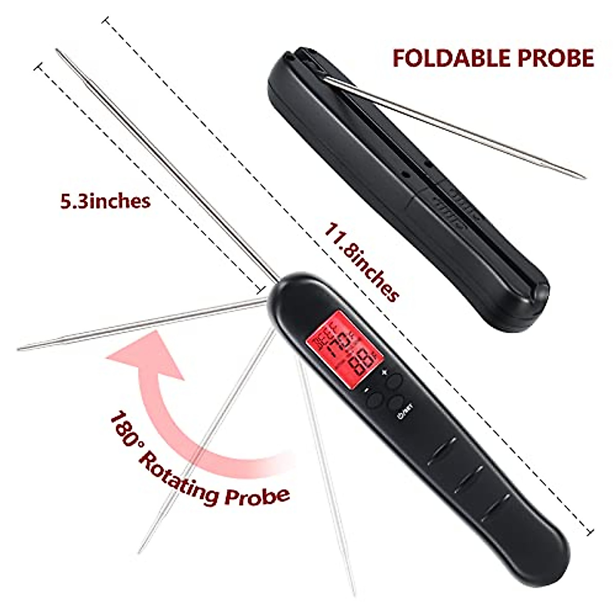 Digital Meat Thermometer,Sound Alarm,Preset Meat Type and Doneness Levels,Homelwsun Instant-Read with LCD Readout Display,for Cooking,Kitchen,Liquids,Candy,Grilling and BBQ.