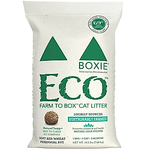 Boxiecat Eco Farm to Box Ultra Sustainable Cat Litter -Scent Free- 16.5 lb- Lightweight, Plant-based Premium Clumping Formula- All Natural Odor Control, Stays Ultra Clean