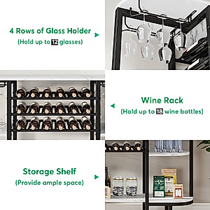 Tribesigns Wine Rack Table with Glass Holder, Wine Bar Cabinet with 18 Bottles Wine Storage, Liquor Cabinet with Wine Rack, Modern Wine Table for Buffet, Dinning Room, Living Room, Kitchen, White