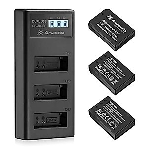 Powerextra 3 Pack LP-E12 Battery and USB Charger Smart LCD Display Compatible with Canon LP-E12 Battery and Canon PowerShot SX70 HS Rebel SL1 M M2 M10 M50 M100 Rebel SL1 Digital Cameras