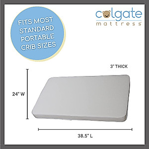 Colgate Mattress Portable Crib/Mini Crib Mattress Easy to Clean | Hypoallergenic | Waterproof | GREENGUARD Gold Certified White 24x38.5x83 Inch (Pack of 1)