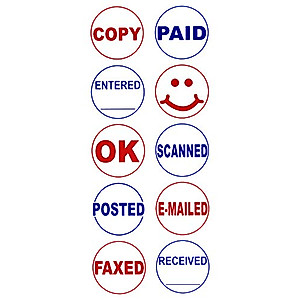 ExcelMark A-17 DIY Self-Inking Rubber Office Stamp Kit - Red and Blue Ink