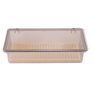 Cabilock Flatware Plastic Tray Kitchen Organizers with Lid Kitchen Cutlery and Utensil Drawer Organizer- proof Fork Utensil Storage Container (Black)