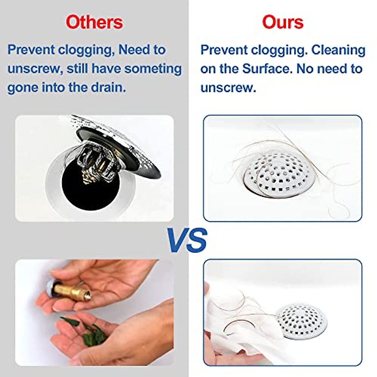 Uxoz Sink Stopper, 2-in-1 Bathroom Sink Stopper with Silicone Hair Catcher, Anti Clogging Sink Drain Strainer, Match for 1.06 to 1.97 Inch Sink Drain Hole