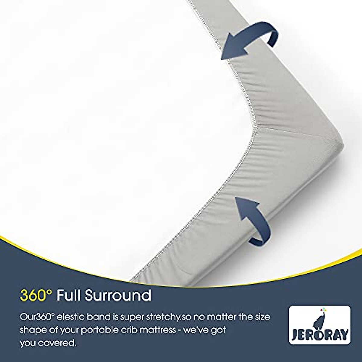 Bassinet Sheets JERORAY for Girls and Boys, 2 Pack Stretchy Ultra Soft Jersey Knit Bassinet Mattress Pad Cover, Grey Dinosaur