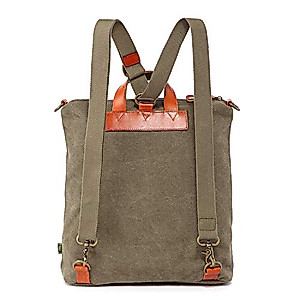 TSD Brand Four Seasons Convertible Canvas Backpack (Olive)