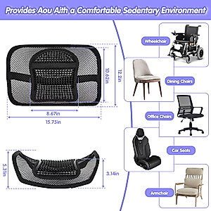 Car seat Lumbar Support Mesh Lumbar Support Seat Back Lumbar Support Lumbar Support Breathable Back Support Pads for Car Home and Office Chairs (Black 2-Pack)