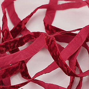 HUIHUANG Red Velvet Ribbon 3/8" Crushed Velvet Ribbon for Christmas Tree Ornaments, Gift Wrapping, Wreath Decoration, Invitations, Holiday Home Decor, Bows -10 Yards