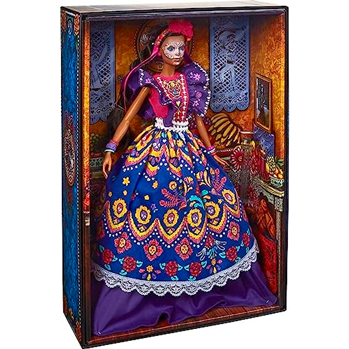 Barbie Signature Doll, 2022 Dia De Muertos Collectible, Traditional Ruffled Dress with Flower Crown & Calavera Face Paint