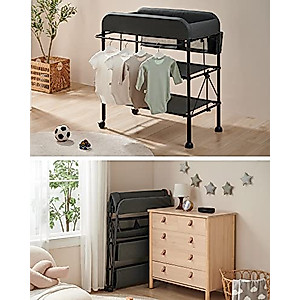 BEKA Portable Changing Table, Foldable Baby Changing Table, Changing Station for Infant w/Waterproof Diaper Changing Table Pad, Adjustable Height Diaper Station, Mobile Nursery Organizer for Newborn