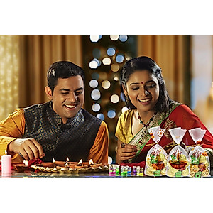 120PCS Diwali Bags Diwali Goodie Cellophane Treat Bags Festival of Lights Candy Bags Deepawali 3 Styles Happy Diwali Words Plastic OPP Bags with Twist Ties for Diwali Gifts Party Decoration Supplies