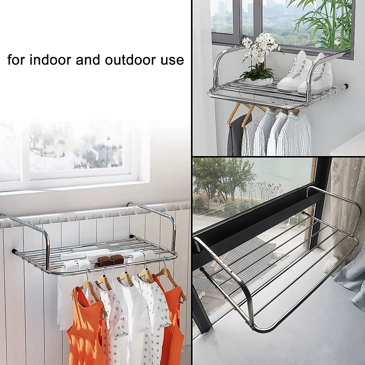 whalebee Laundry Drying Rack Multifunctional Adjustable Clothes Drying Racks Stainless Steel Laundry Rack Space Saving for Indoor and Outdoor - Balcony Windowsill Railings ( Size : 50cm )