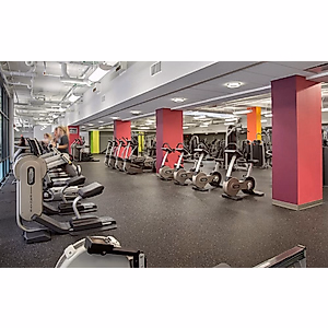 American Floor Mats Sport 8mm Heavy Duty Rubber Flooring - Interlocking Rubber Tile (23" x 23") 10% Blue 9'7" x 15'4" Set (146 Square feet)