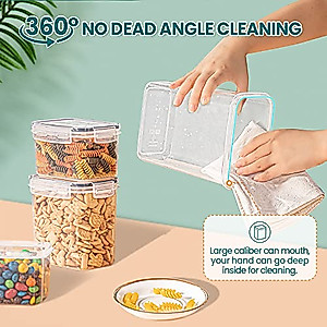 [24 Pack] Airtight Food Storage Containers with Lids for Kitchen & Pantry Organization, BPA Free Plastic Dry Food Canisters Set for Snacks, Cereal, Flour, Sugar - Free Labels Marker & Spoon Set