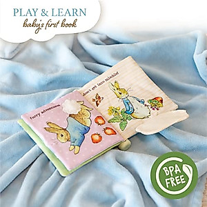 KIDS PREFERRED Beatrix Potter Peter Rabbit Soft Teether Book with Sensory Teether Spine and Teether Toy