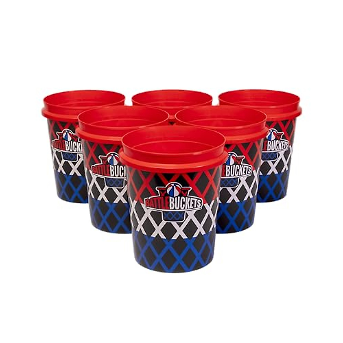 Battle Buckets Giant Yard Pong X Basket Ball Game with Durable Balls and Buckets - Outdoor Game for Lawn, Backyard and Beach - Set includes Buckets, Basket Balls and a Carrying Bag