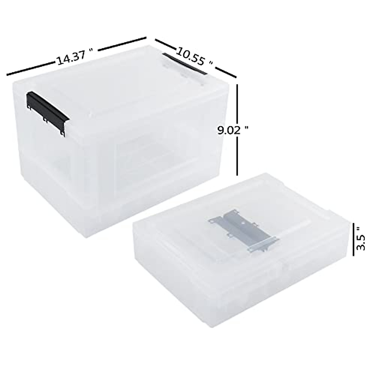 AnnkkyUS 2-pack 16 L Collapsible Storage Box Crates with Lids, Plastic Folding Storage Box
