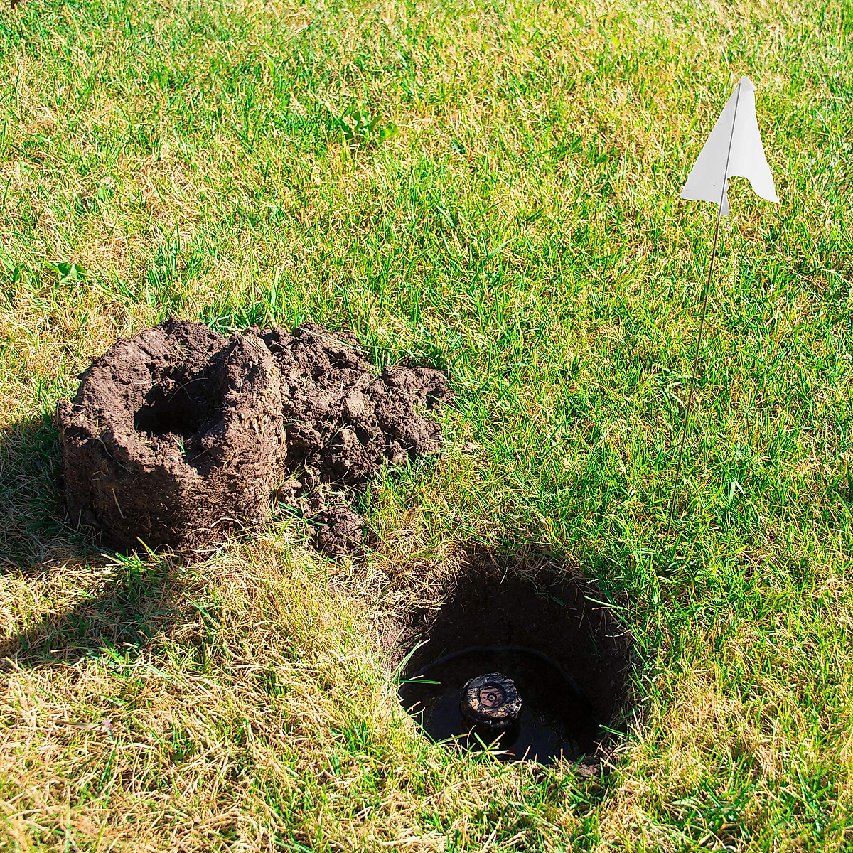 ACE Supply Marking Flags - 4 x 5-Inch Flag on 15-Inch Steel Wire - White, 100 Pack - Marker Flags for Irrigation, Sprinkler Flags, Lawn Flags, Yard Flags, Garden Flags, Dog Training, Invisible Fence