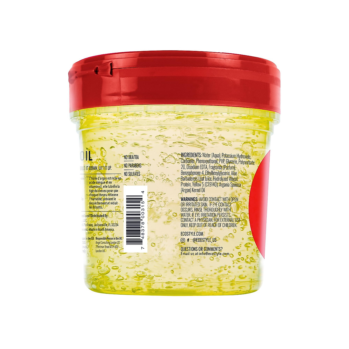 Eco Style Moroccan Argan Oil Styling Gel - Promotes Healthy Hair - Nourishes And Repairs - Delivers Long Lasting Shine - Provides Maximum Hold and Helps Tame Frizz - Ideal For All Hair - 8 oz