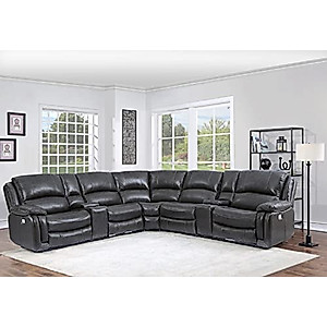 Steve Silver Denver 7 Piece Charcoal Leather Power Reclining Sectional