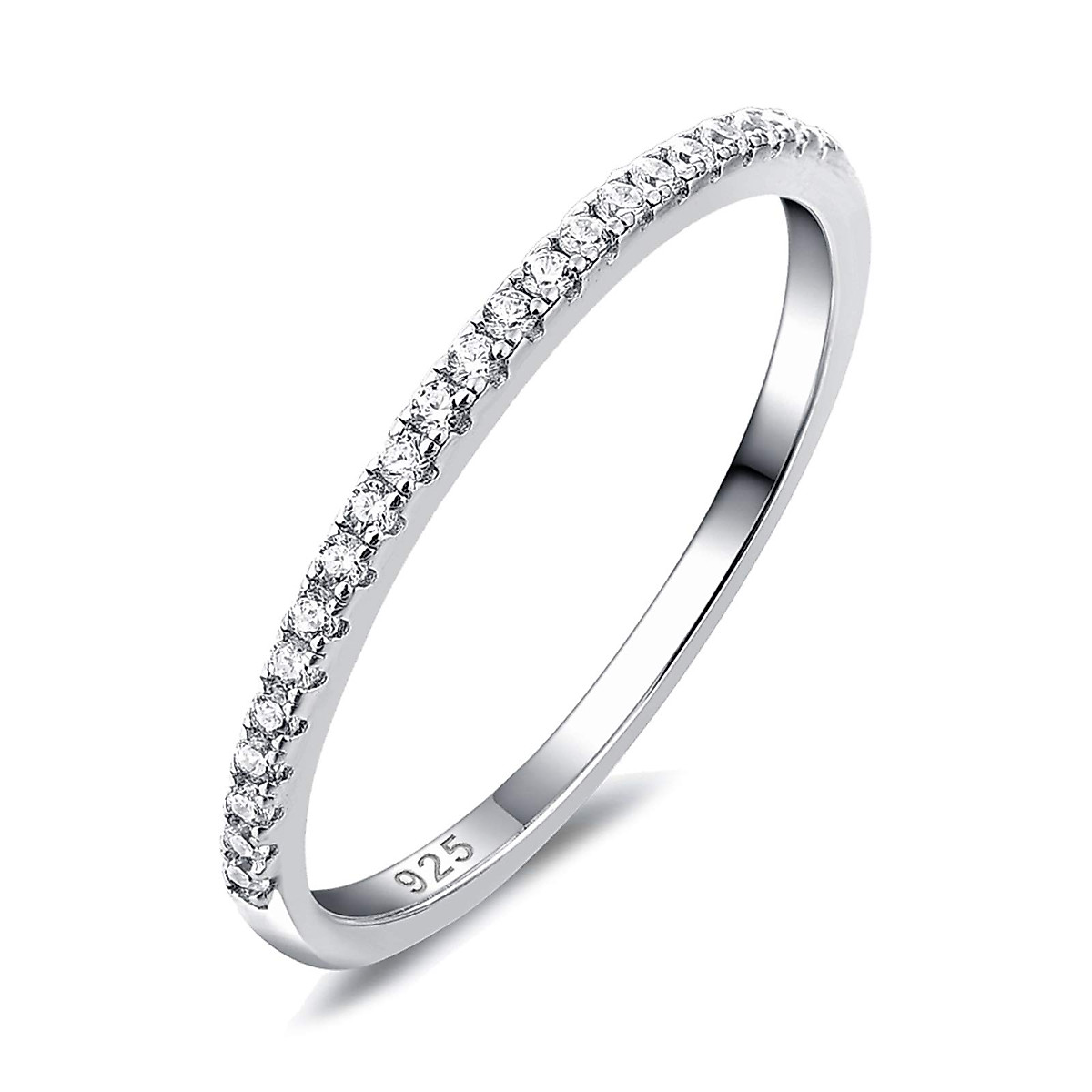 AHLOE JEWELRY CEJUG Sterling Silver Wedding Bands for Women 14K Gold Plated Eternity Rings Stackable Band Cz Size 6