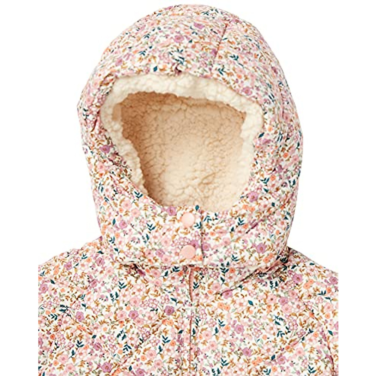 Amazon Essentials Toddler Girls' Long Quilted Cocoon Puffer Coat, Cream Floral, 3T