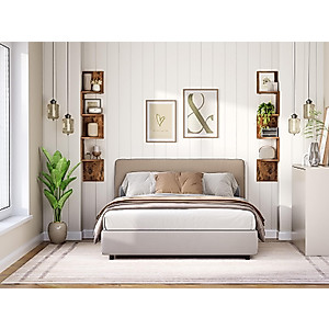 HOOBRO Corner Shelf Wall-Mounted, Set of 2 Floating Corner Shelves, 4-Tier Corner Bookshelves for Wall Decor in Living Room, Bedroom, Bathroom, Home Office, Rustic Brown BF25BJP201