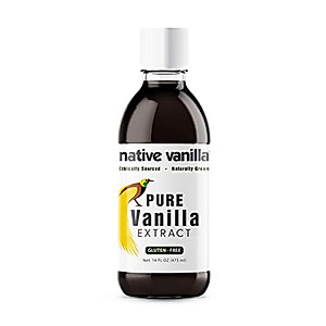 16 oz Pure Vanilla Extract - 100% Real Vanilla Extract - Made from Grade B Vanilla Beans - For Cooking, Drinks & Desserts - 100% Vegan, Sugar Free & Kosher - Non-GMO & Gluten-Free - Native Vanilla