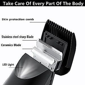 FENGCHUNS Body Hair Trimmer,Electric Groin Trimmer for Men,Ball Shaver Trimmer with LED Indicator,Male Pubic Hair Trimmer, Waterproof Wet/Dry Trimmer Women Hair Clipper Safety Body Grooming