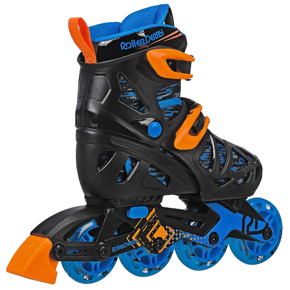 Roller Derby Tracer Boy's Adjustable Inline Skates,Black/Blue/Orange Tracer