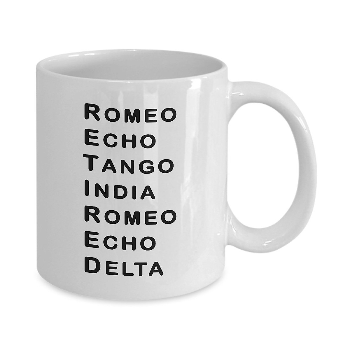 Funny Retired Coffee Mug – US Army USA Navy Marine USAF Air Force Coast Guard - Military Alphabet Mug Phonetic Armed Soldier Tea Coffee Cup