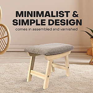 Small Foot Stool, Ottoman Foot Rest for Home Office, Living Room, Bedrooms and Kitchen Solid Wood Frame, Low Foot Stool Under Desk (Low Children's Stool and Ottoman Vanity Stool) 15" - 10.3" - 11.4"